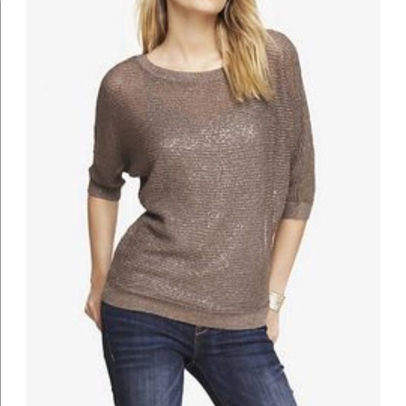 Express | Tops | Express Mesh Top Brown Gold Sparkles Size S | Poshmark
